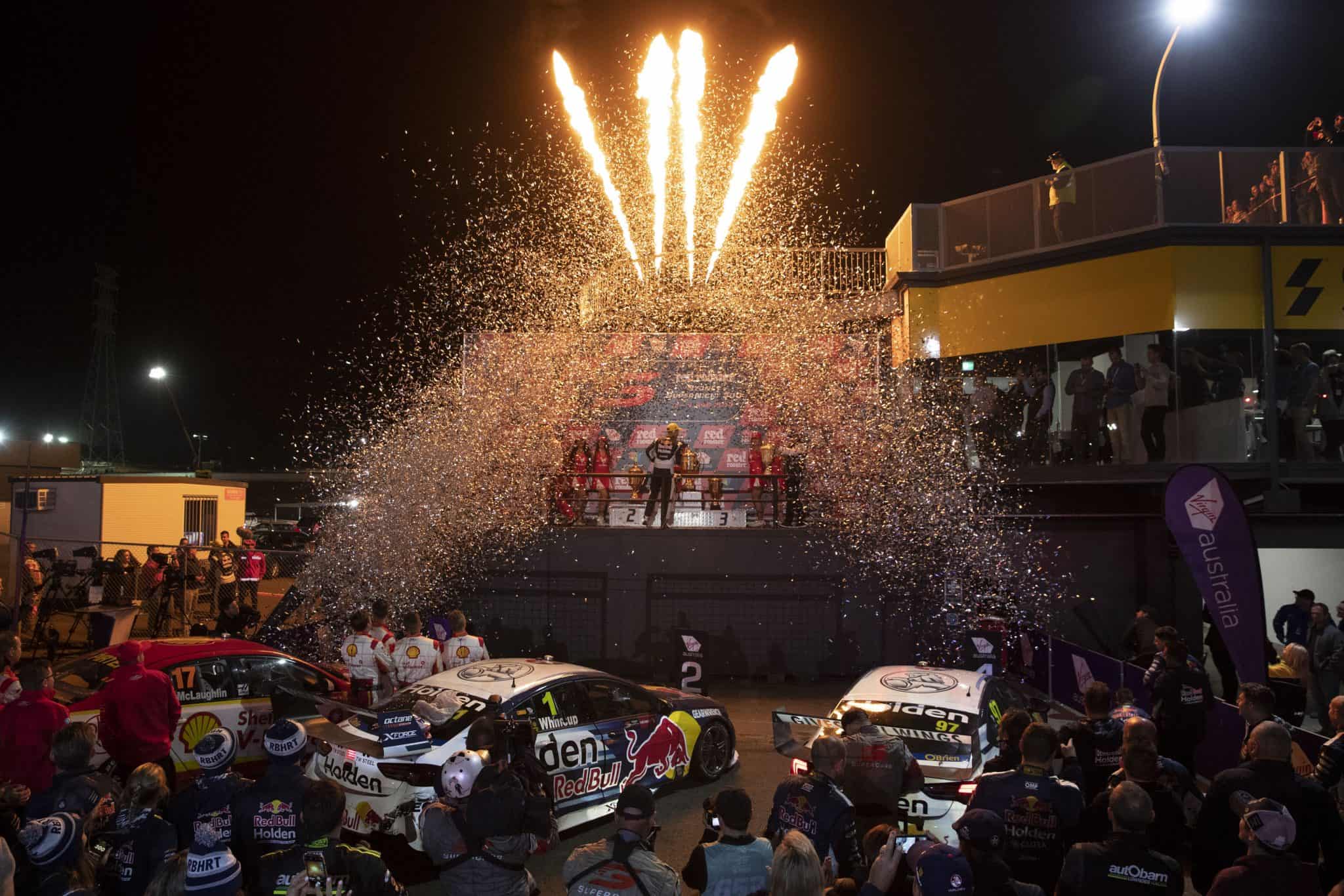 Night race produces fireworks on and off the track as Van Gisbergen wins